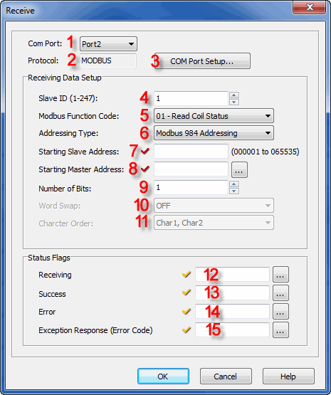 Receive Instruction: MODBUS RTU